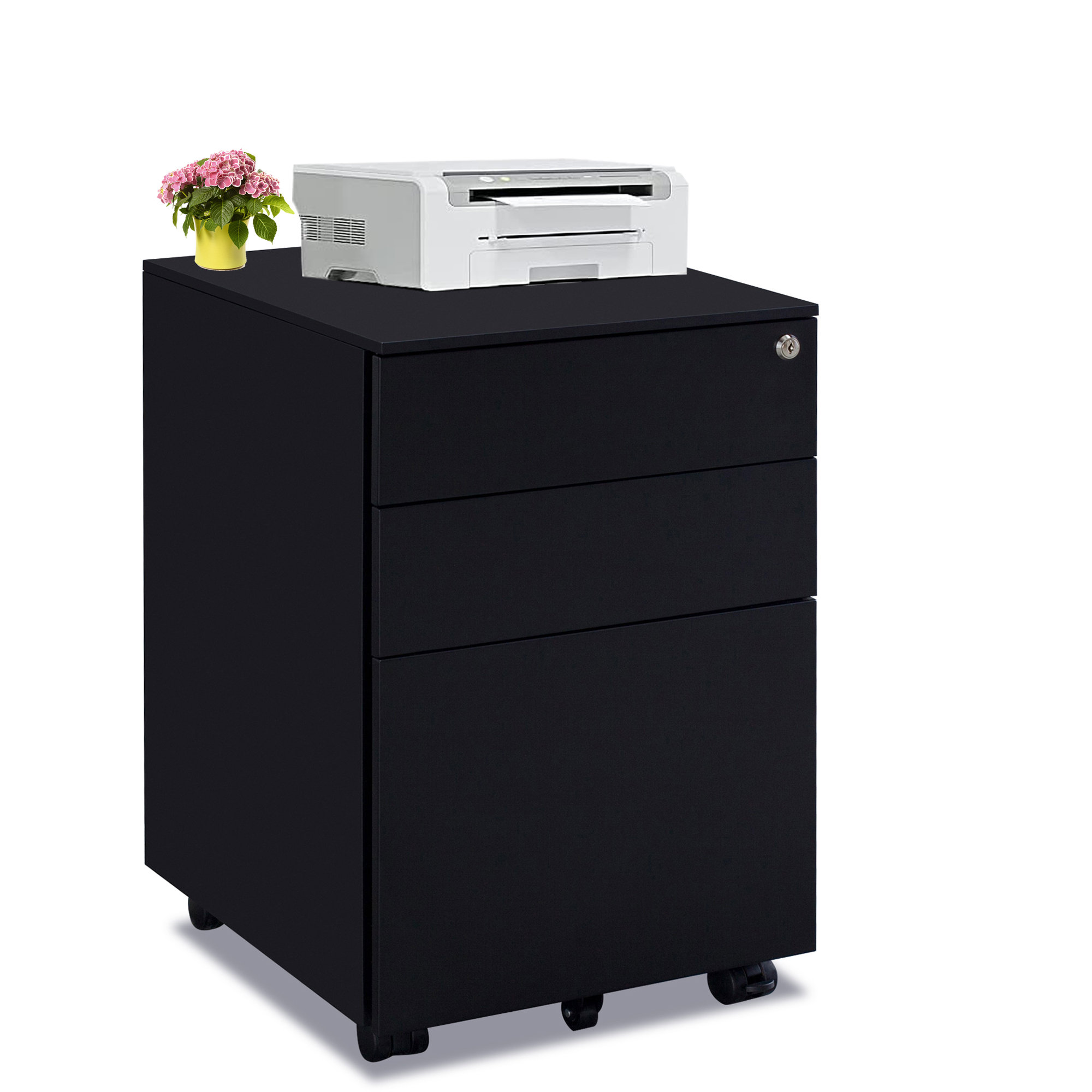 Inbox Zero Keela 17.72'' Wide 3 -Drawer Mobile Steel Vertical Filing ...