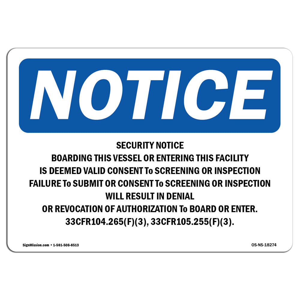 SignMission Security Notice Boarding This Vessel Or Sign | Wayfair