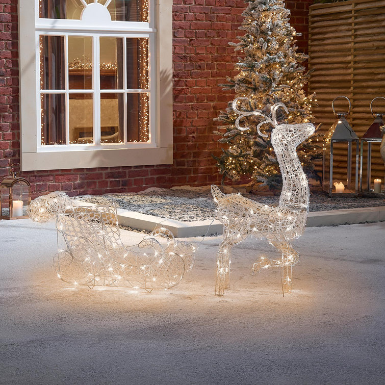 The Seasonal Aisle Spun Acrylic Reindeer with Sleigh Figurine | Wayfair ...