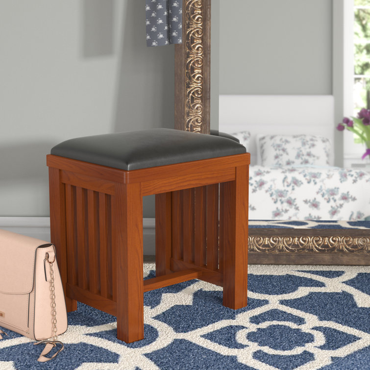 Alcott Hill® Madison 18'' Tall Solid Wood Vanity Stool & Reviews | Wayfair