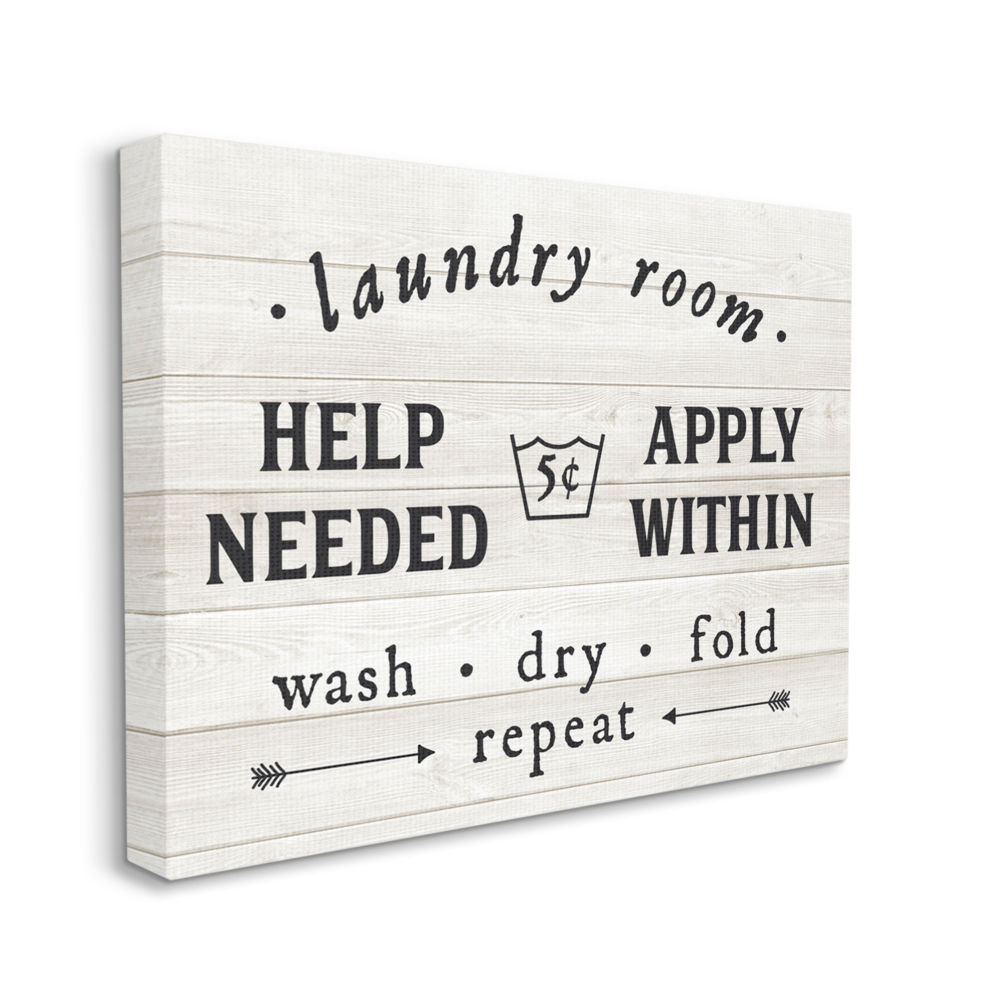 Stupell Industries Farmhouse Laundry Room Help Wanted Sign Rustic ...