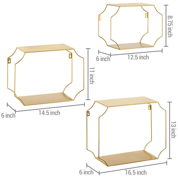Mercer41 Adoraim 3 Piece Metal Floating Shelf & Reviews | Wayfair
