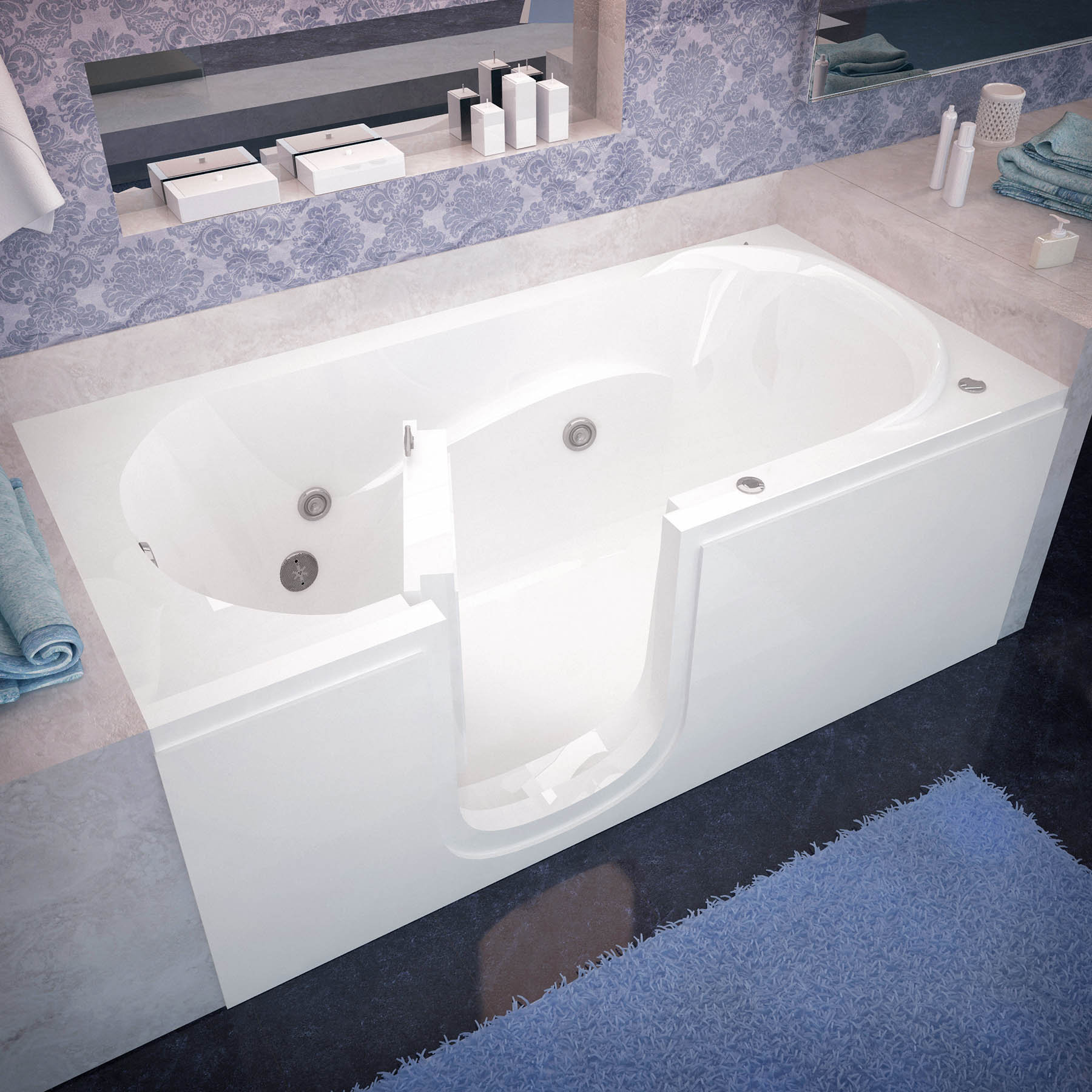 Therapeutic Tubs Stream 60'' x 30'' Walk-In Whirlpool Fiberglass ...