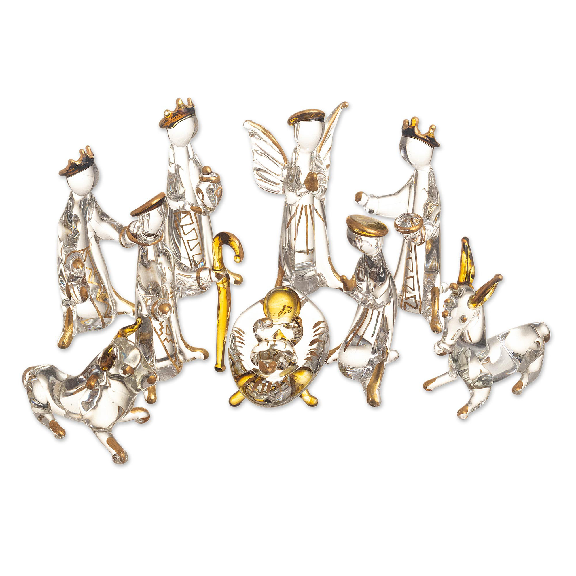 The Holiday Aisle® Handmade Midnight Clear Blown Glass Nativity Scene ...
