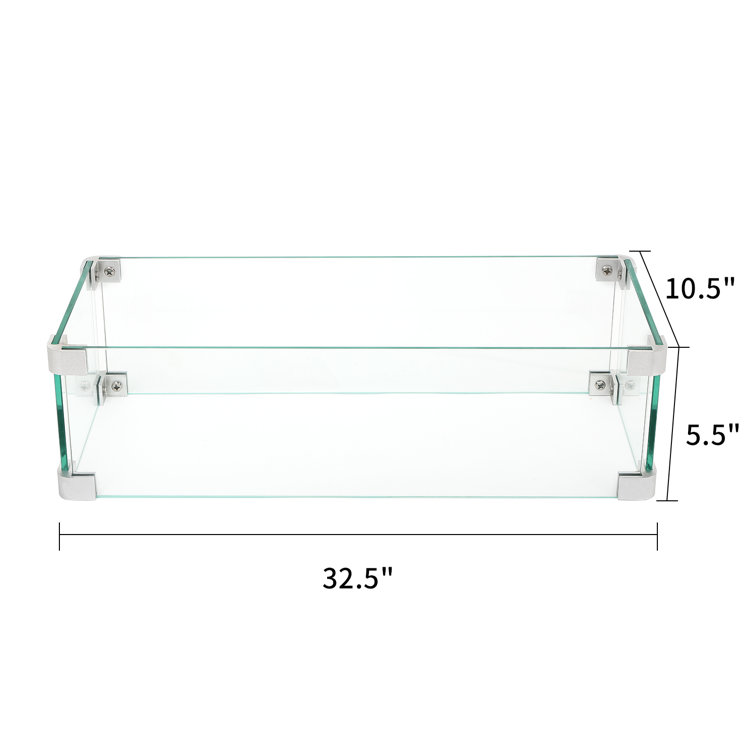 COSIEST Glass Rectangle Fire Pit Flame Guard | Wayfair