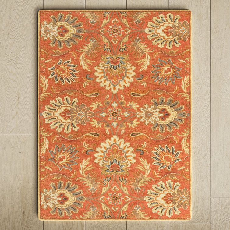 Birch Lane™ Aaron Handmade Wool Terracotta/Orange/Dusty Sage Rug ...