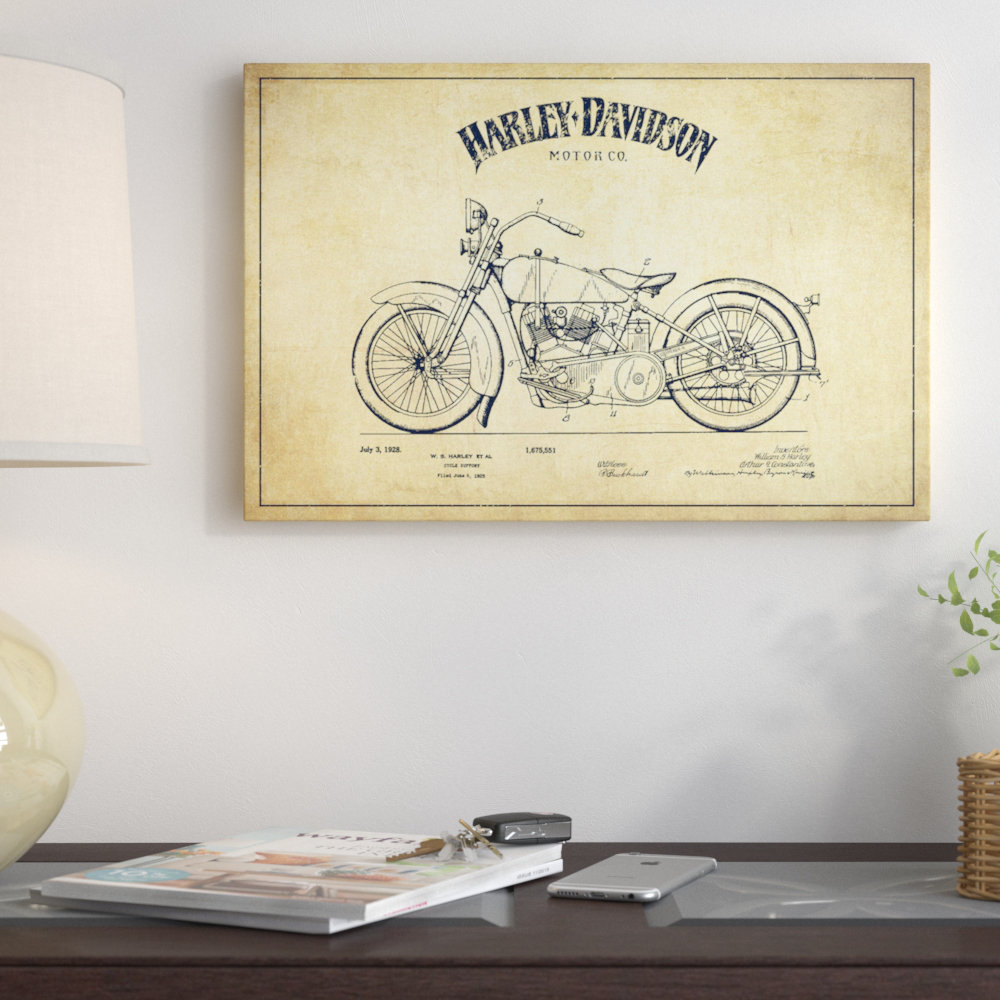 East Urban Home Harley-Davidson Vintage Patent Blueprint by Aged Pixel ...