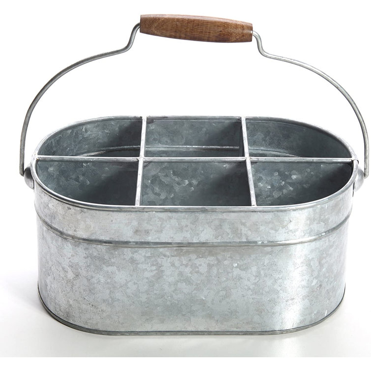 Gracie Oaks Galvanized Flatware Caddy & Reviews | Wayfair
