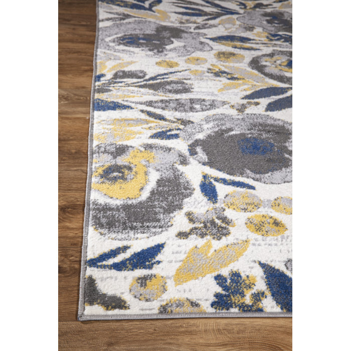 Andover Mills™ Haslett Performance Gray/Yellow/Ivory Rug & Reviews ...