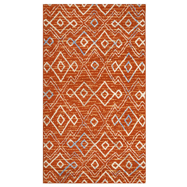 Foundry Select Mcneel Geometric Orange Area Rug | Wayfair