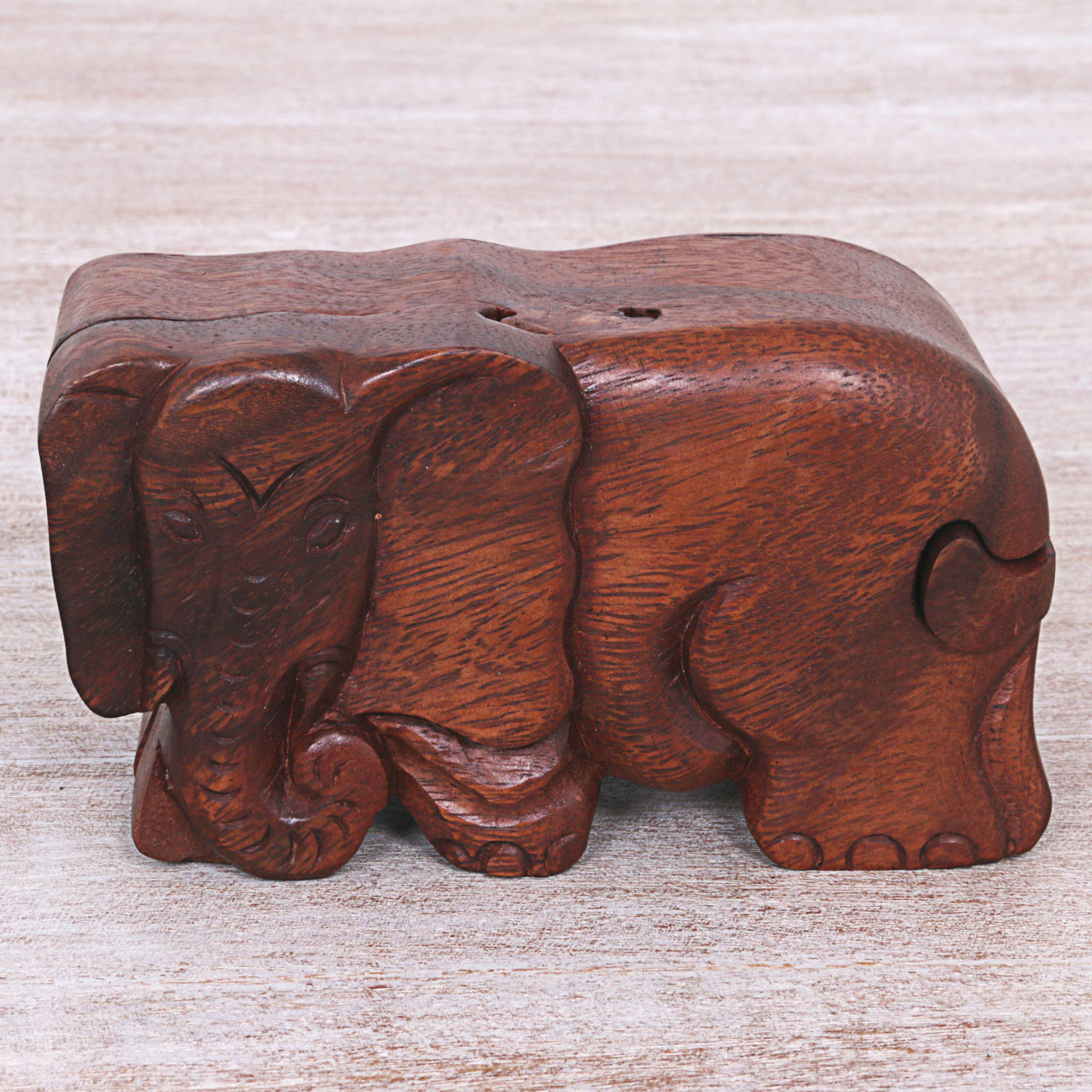 Bungalow Rose Staring Elephant Wood Puzzle Decorative Box | Wayfair