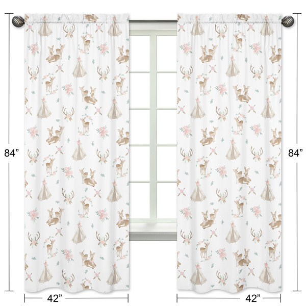 Sweet Jojo Designs Deer Floral Polyester Semi-Sheer Pair & Reviews ...