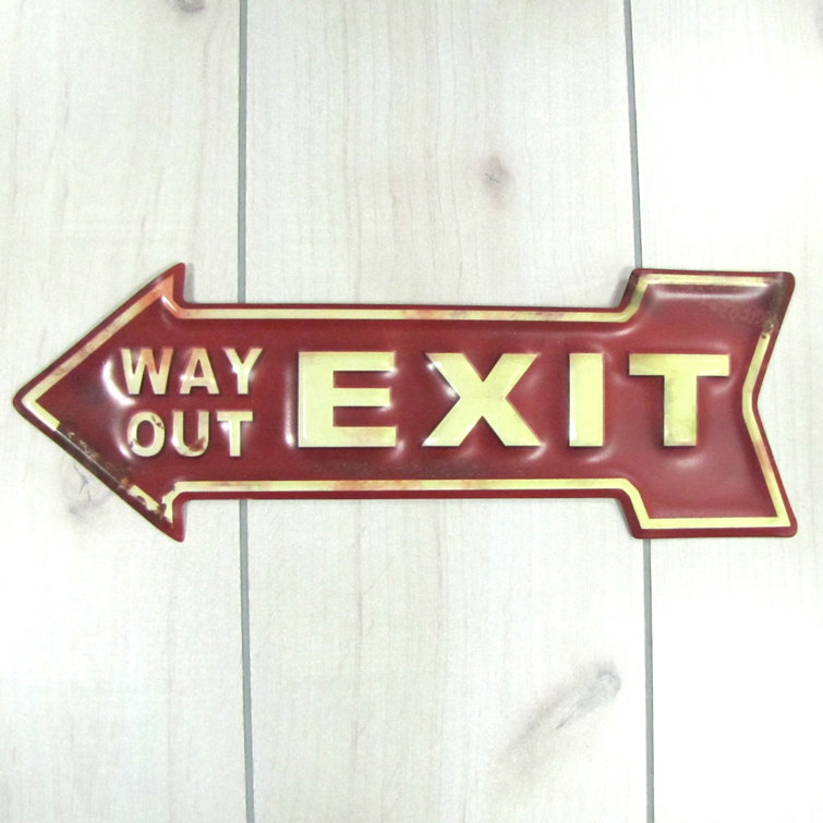 Treasure Gurus Embossed Metal Fire Emergency Exit Way Out Arrow Sign ...