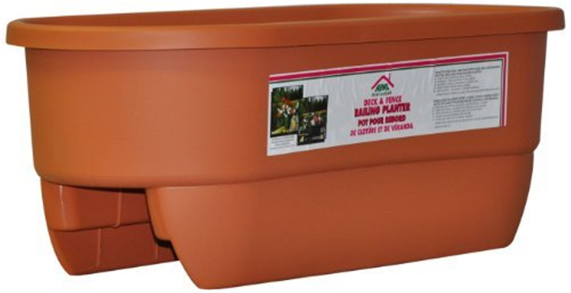 Apollo Plastic Dual Deck Railing Planter, Terra Cotta Color, 24" | Wayfair