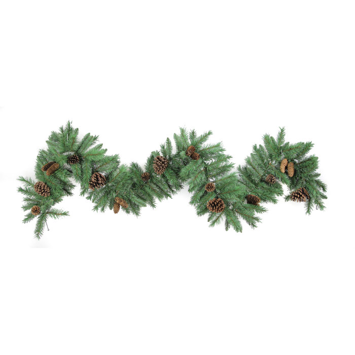 AdmiredbyNature 200 9' Tips Christmas Pine Garland with Natural Pine ...