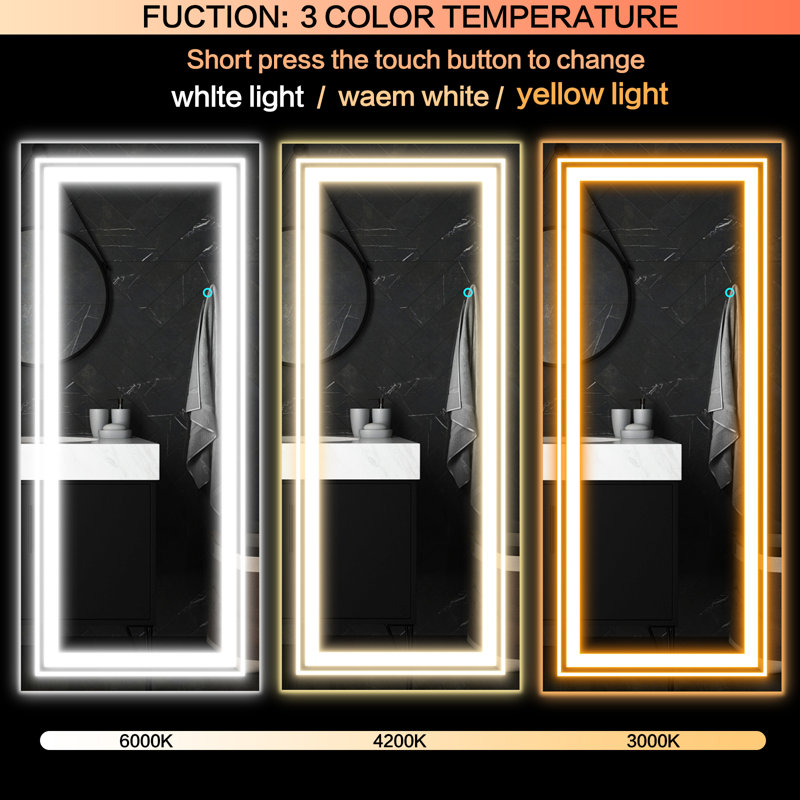 Wrought Studio Daivian Rectangle LED Metal Wall Mirror | Wayfair