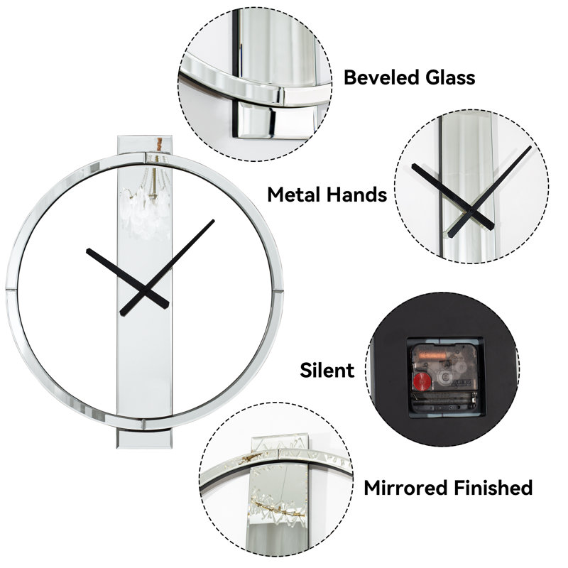 Everly Quinn Jeni Glass Round Living Room Wall Clock & Reviews | Wayfair