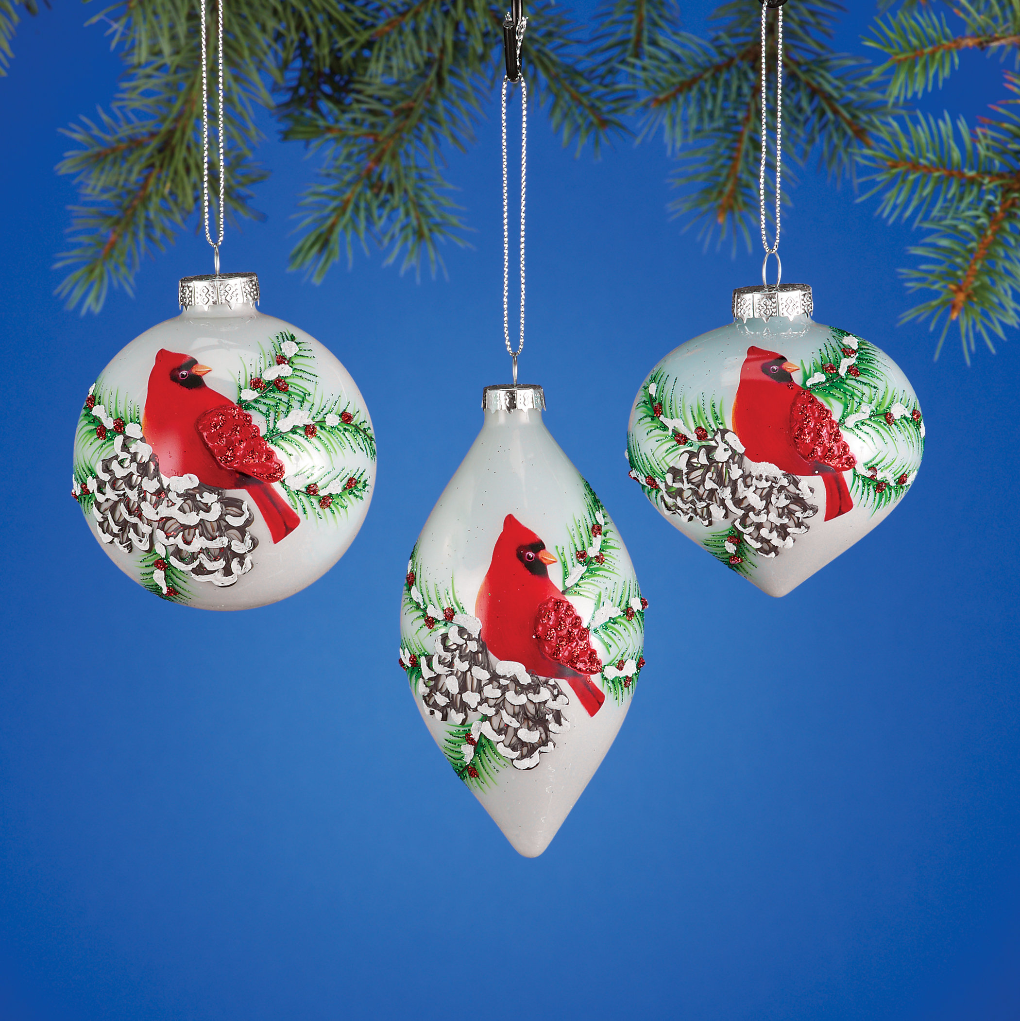 The Holiday Aisle® 3 Piece Cardinal Holiday Shaped OrnamentSet | Wayfair