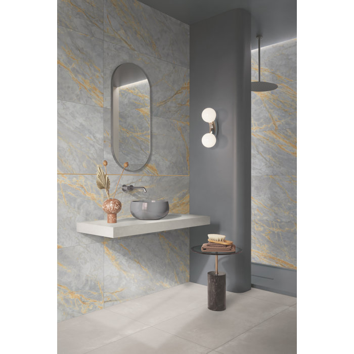 Mirrella Grigio Etrusco 24" x 48" Porcelain Marble Look Wall & Floor ...