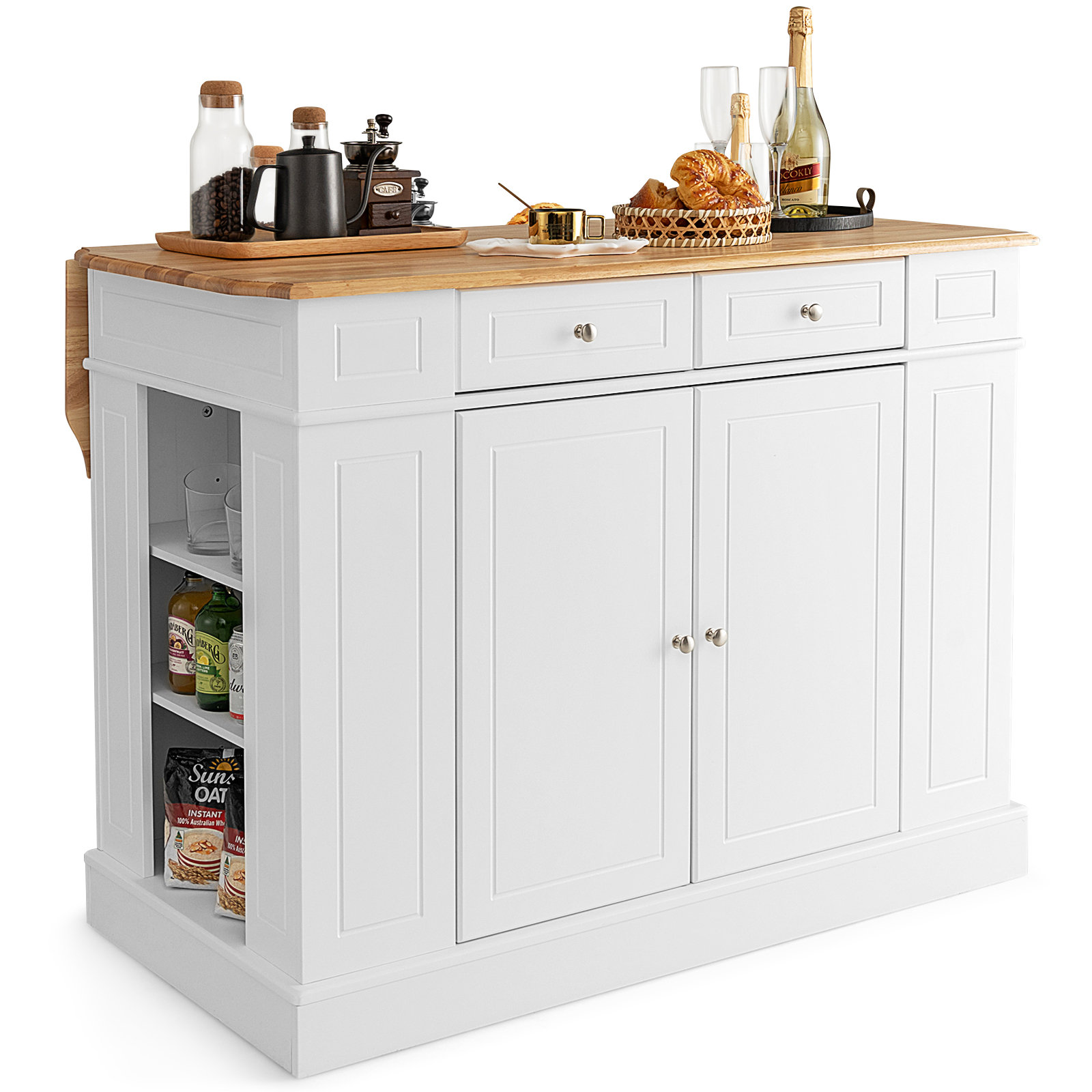 Ophelia & Co. Mordenhill 120Cm Wide Kitchen Island with Solid Wood Top ...