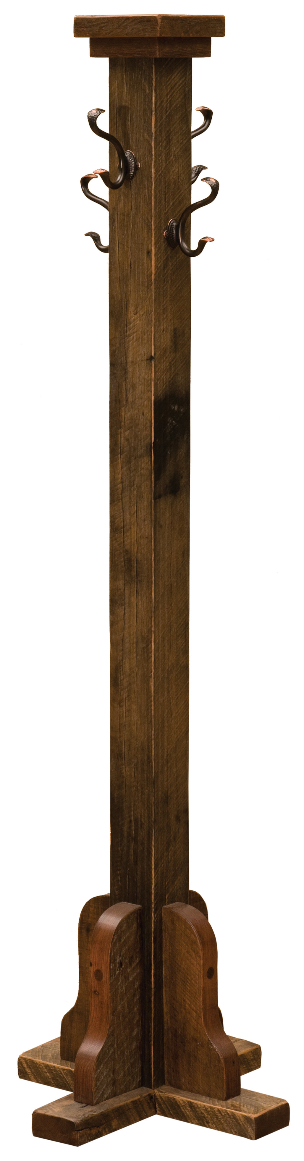 Fireside Lodge Barnwood 20'' Wide Solid Wood 4 - Hook Freestanding Coat ...