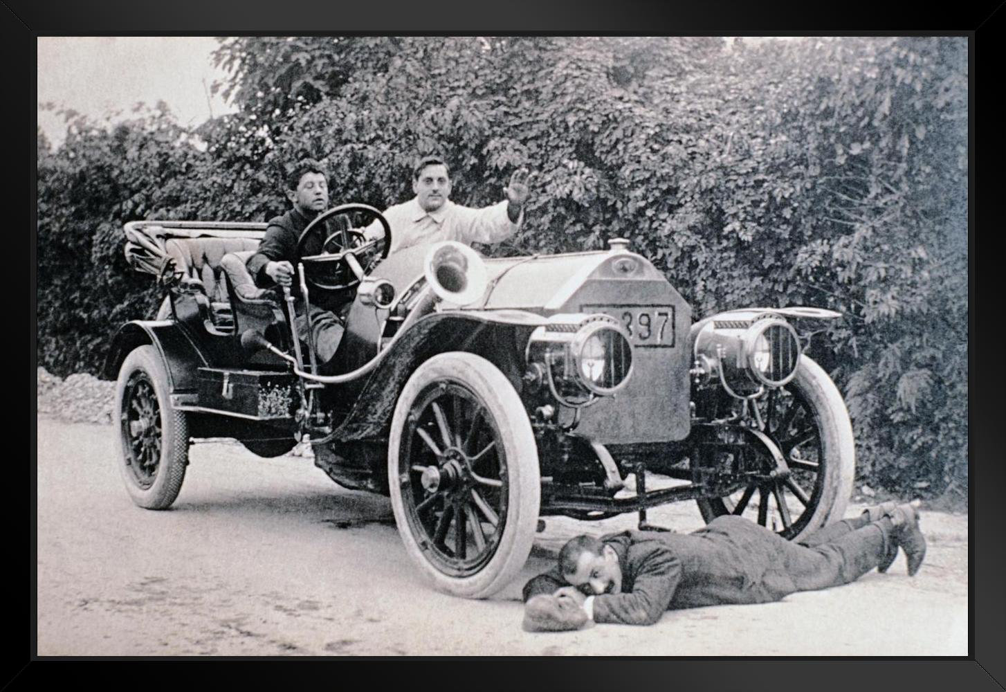 Latitude Run® Man Getting Hit Ran Over By Car Funny Black And White B&W ...