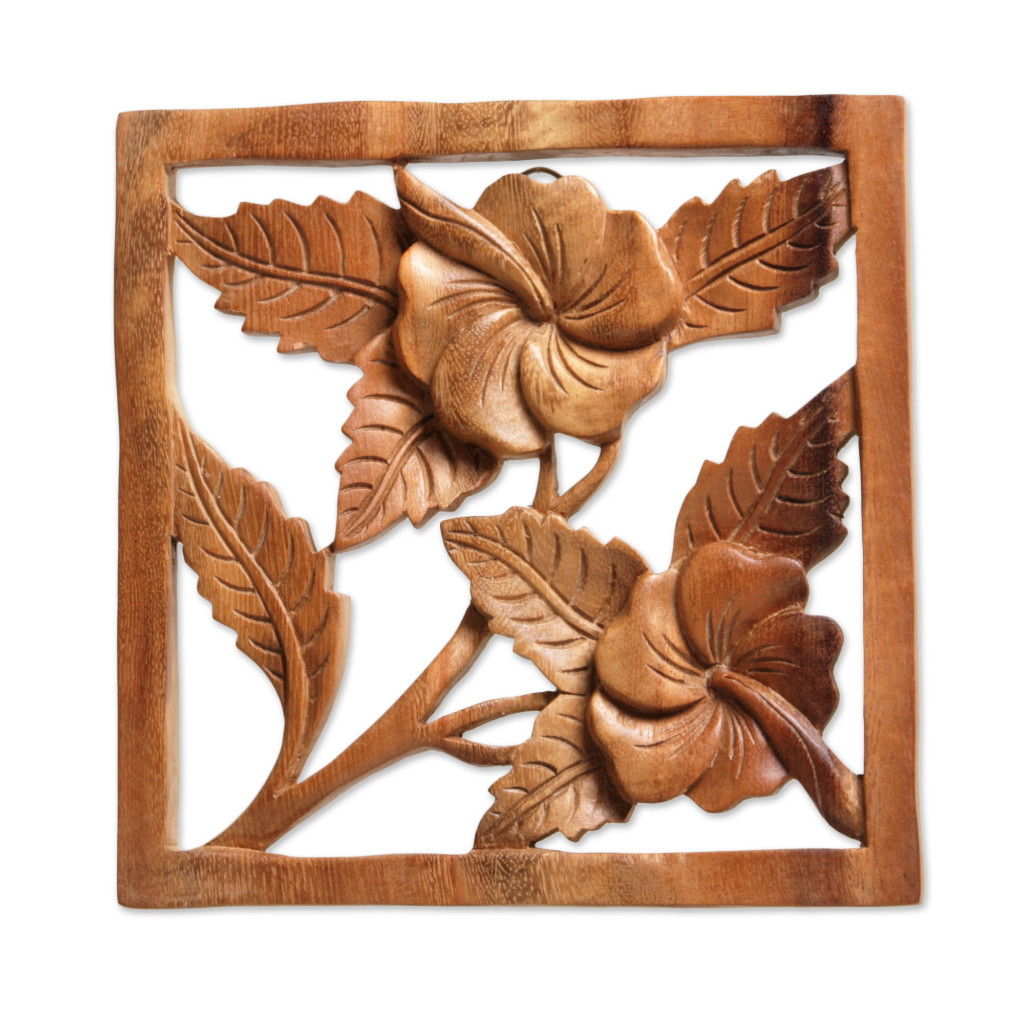 World Menagerie Hibiscus Window Relief Panel Wood Wall Décor | Wayfair