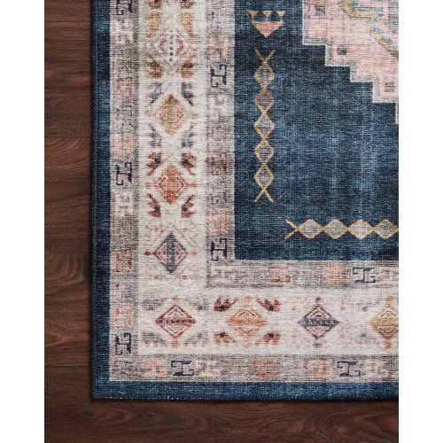 Bungalow Rose Jujhar Performance Denim/Blush Rug & Reviews | Wayfair