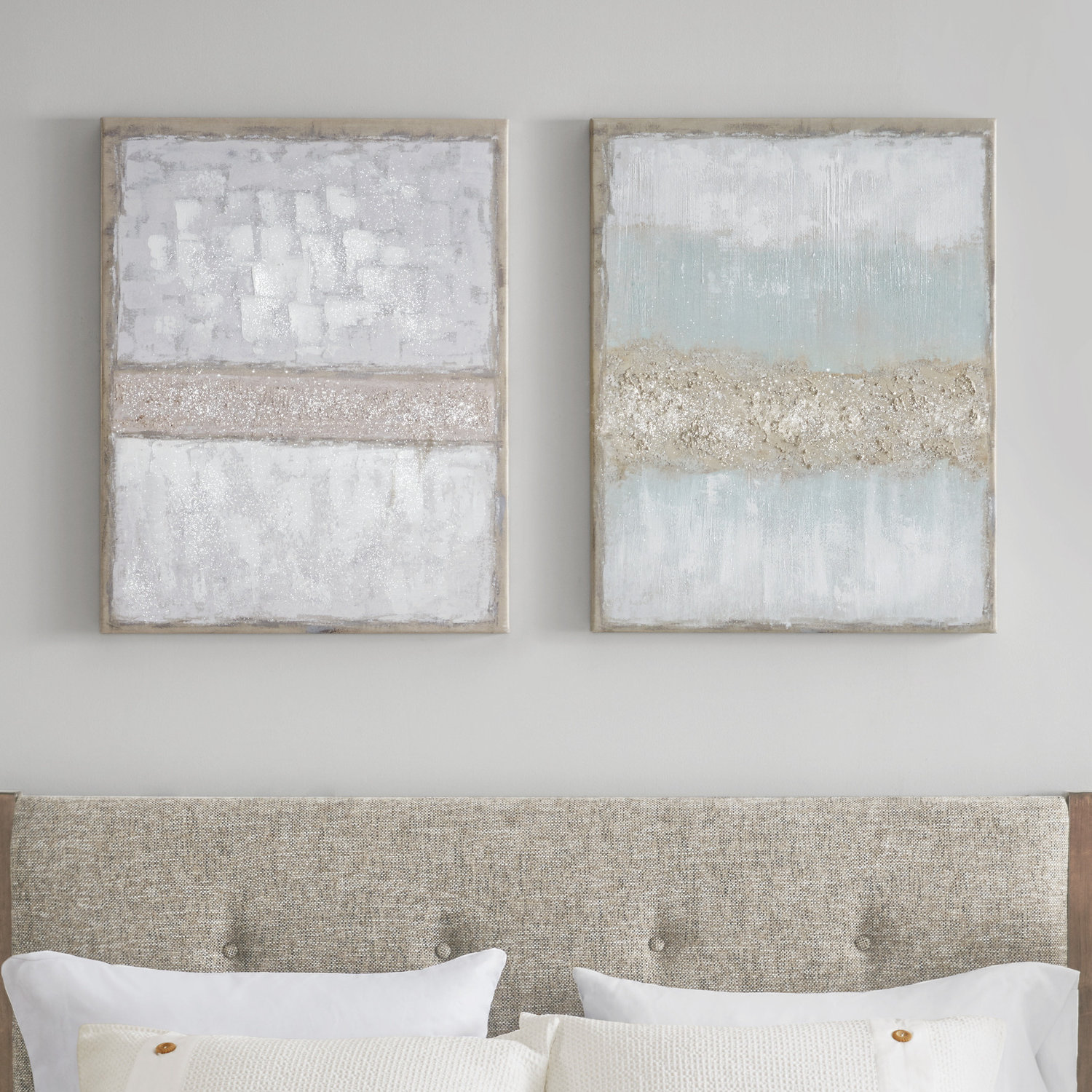 Dovecove Tiana Radiant Flatland Hand Embellished Glitter 2-piece Canvas ...