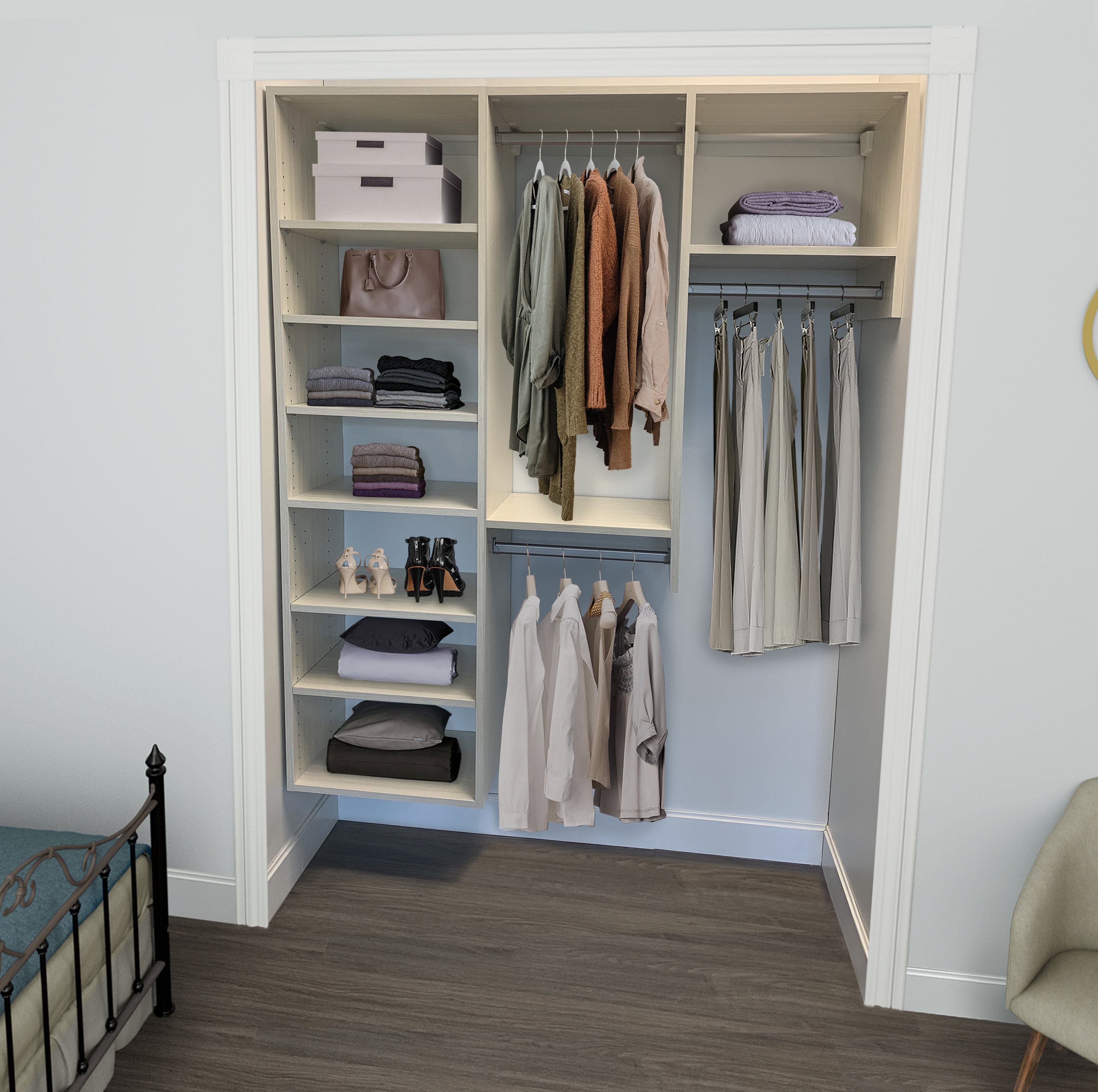 Ebern Designs Leggat - Narrow Shelving with Double-Hang & Long-Hang ...