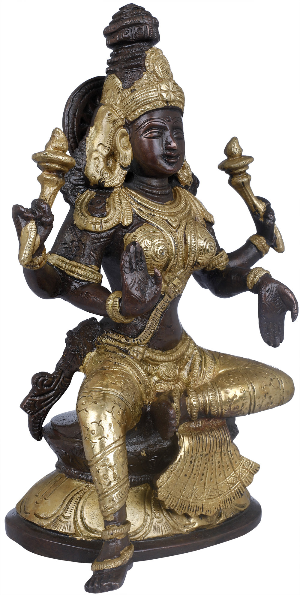 Bungalow Rose Four Armed Lakshmi Seated in Lalitasana | Wayfair