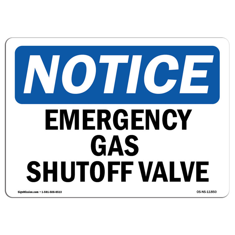 SignMission Emergency Gas Shutoff Valve Sign | Wayfair