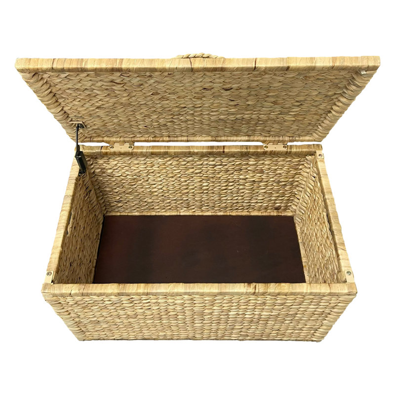 Highland Dunes Ved Heavy-duty Water Hyacinth Wicker Storage Trunk with ...