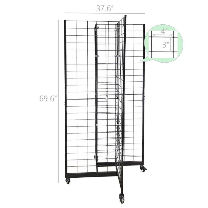 Rebrilliant Four-Sided Gridwall Display Rack Black 33.5X33.5X70" 3X4 ...