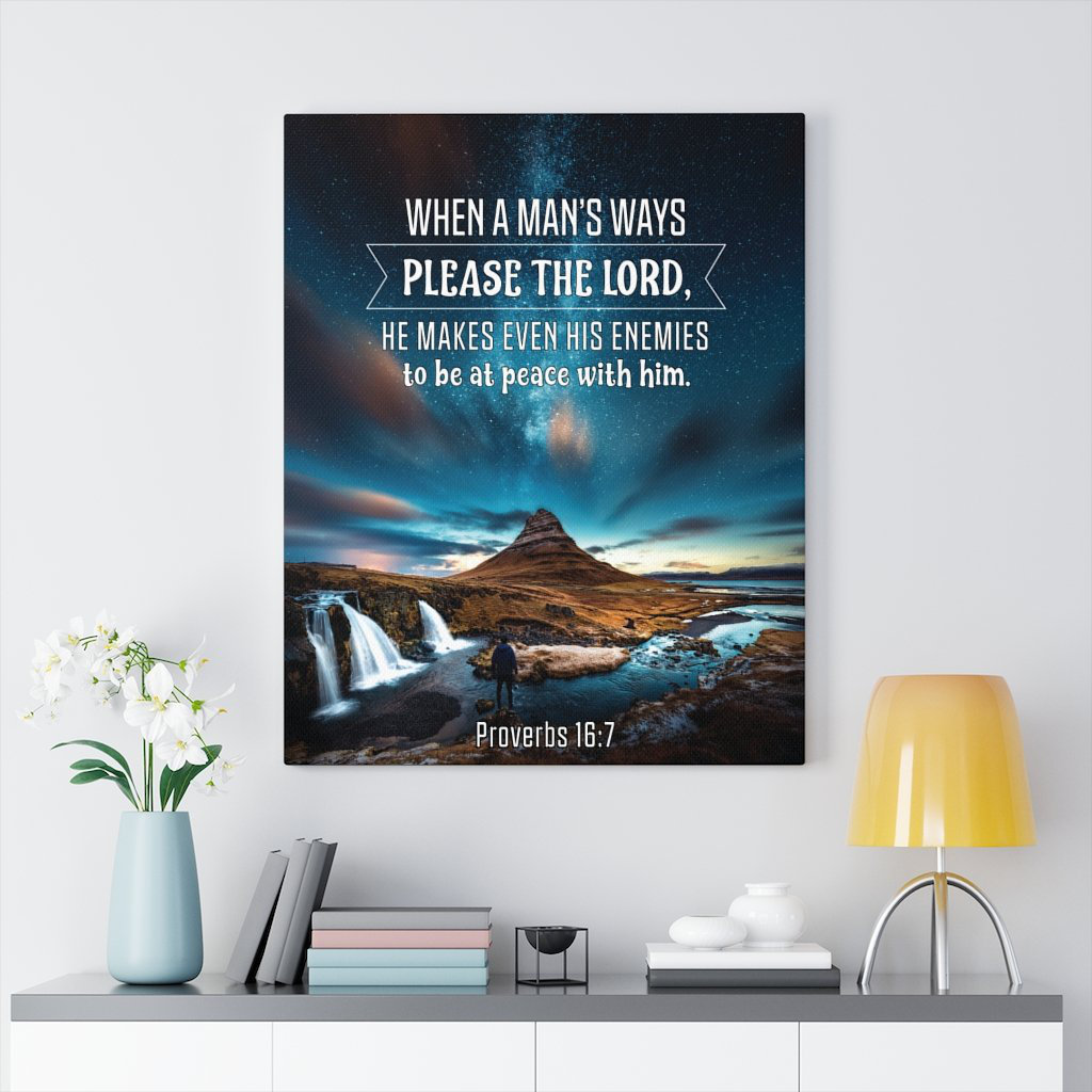 Express Your Love Gifts Peace Enemies Proverbs 16:7 Christian Wall Art ...