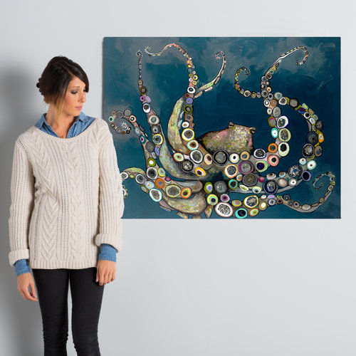 Beachcrest Home Eli Octopus In The Deep Blue Sea On Canvas by Eli ...