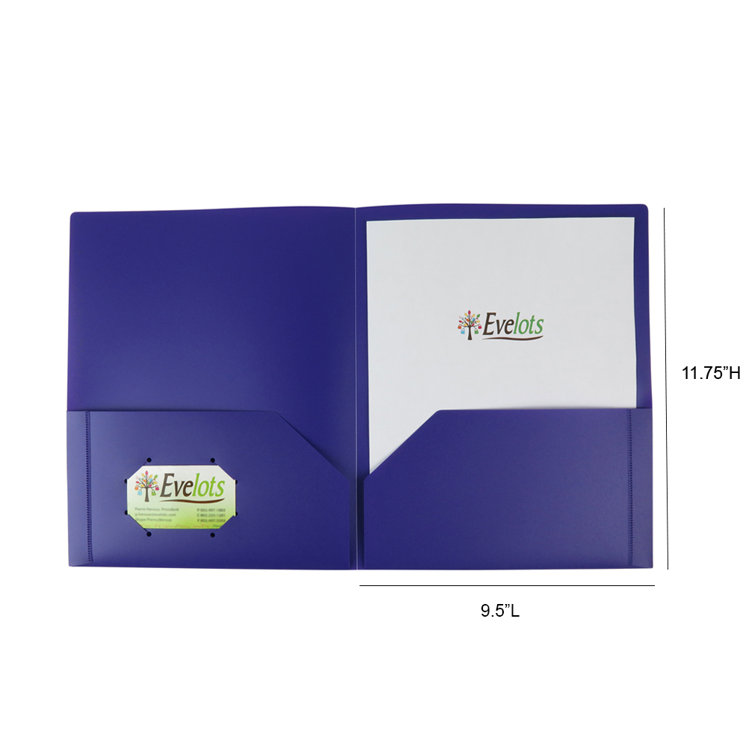 Evelots 2 Pocket Folders-heavy Duty Plastic-business Card Slot-flexible ...