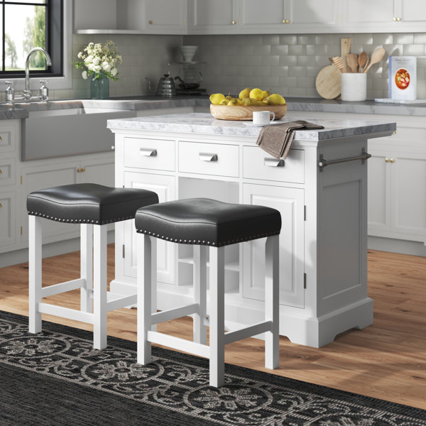 Red Barrel Studio® Erichsen 48'' Wide Rolling Kitchen Island Set with ...