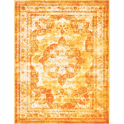 Mistana™ Brandt Machine Woven / Power Loomed Performance Yellow/Orange ...