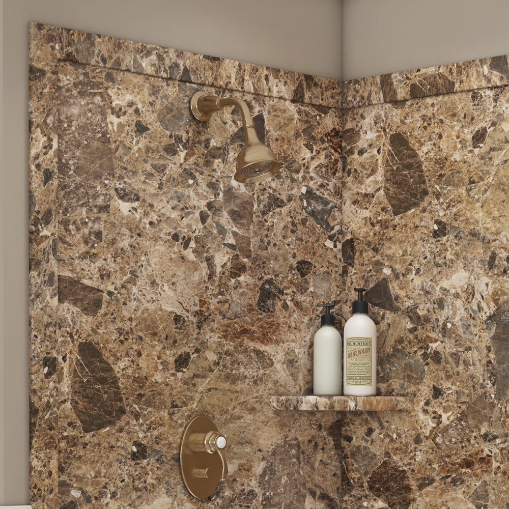 FlexStone Splendor 40"W x 40"D x 80"H Corner Shower Surround & Reviews ...