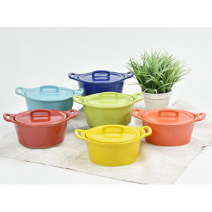 Omniware Stoneware Round Casserole with Lid & Reviews | Wayfair