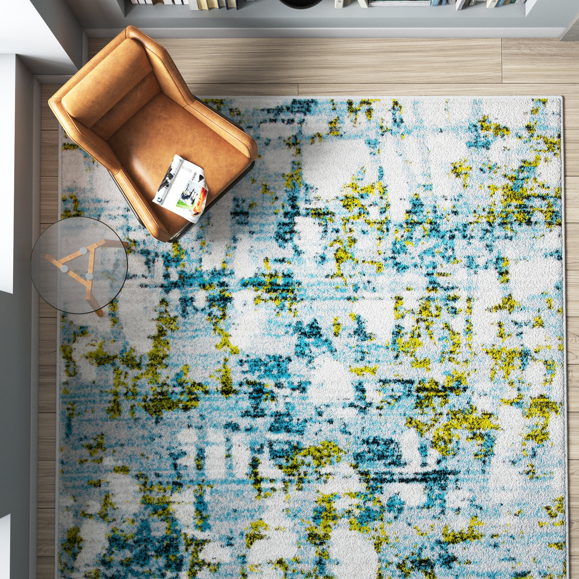 Trent Austin Design® Hollman Abstract Teal/Green/White Area Rug ...