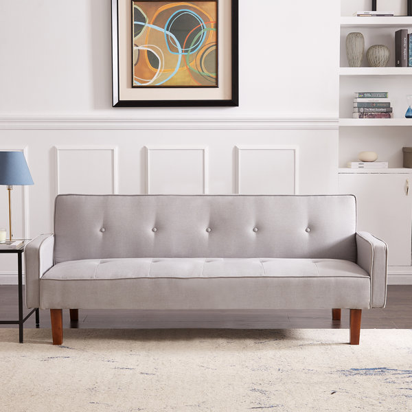 Gray-tufted-futon-sofa | Wayfair