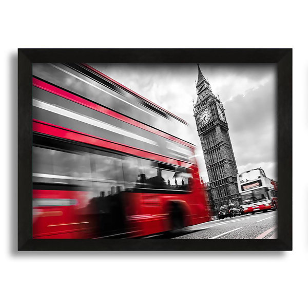 Brayden Studio Iconic Red Bus Passed Big Ben - Picture Frame Graphic ...