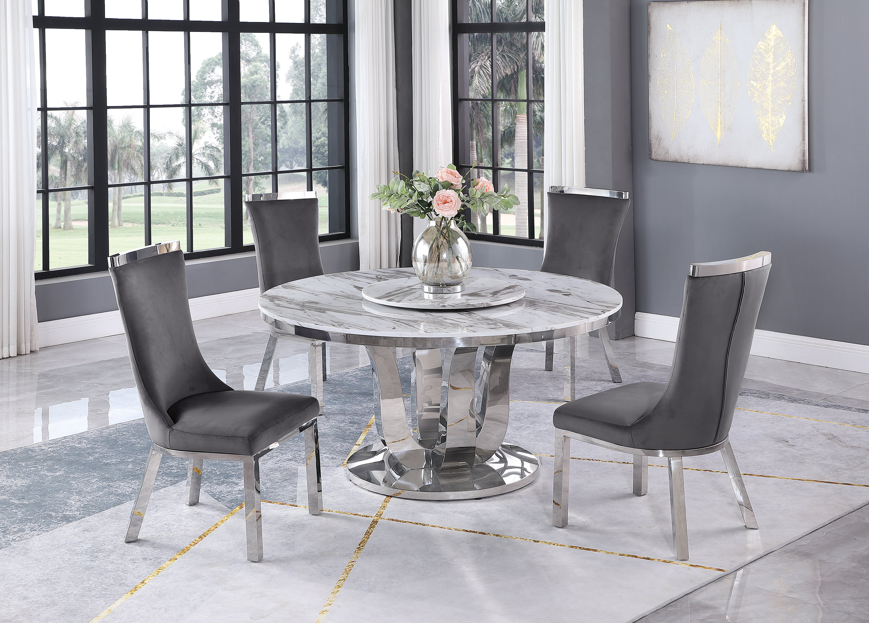Wrought Studio Chaiden 6 - Piece Pedestal Dining Set | Wayfair