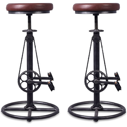 Williston Forge Rustic Swivel Adjustable Bike Stool-29-37" Kitchen ...