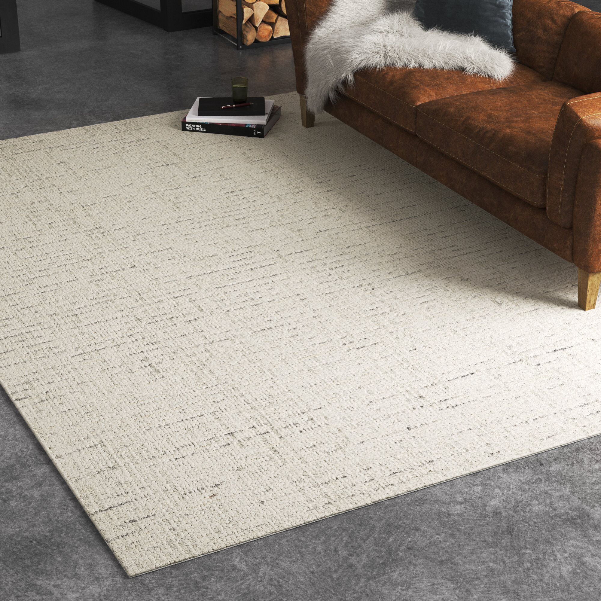 Steelside™ Esteban Handmade Hand Tufted Wool Ivory / Light Grey Rug ...