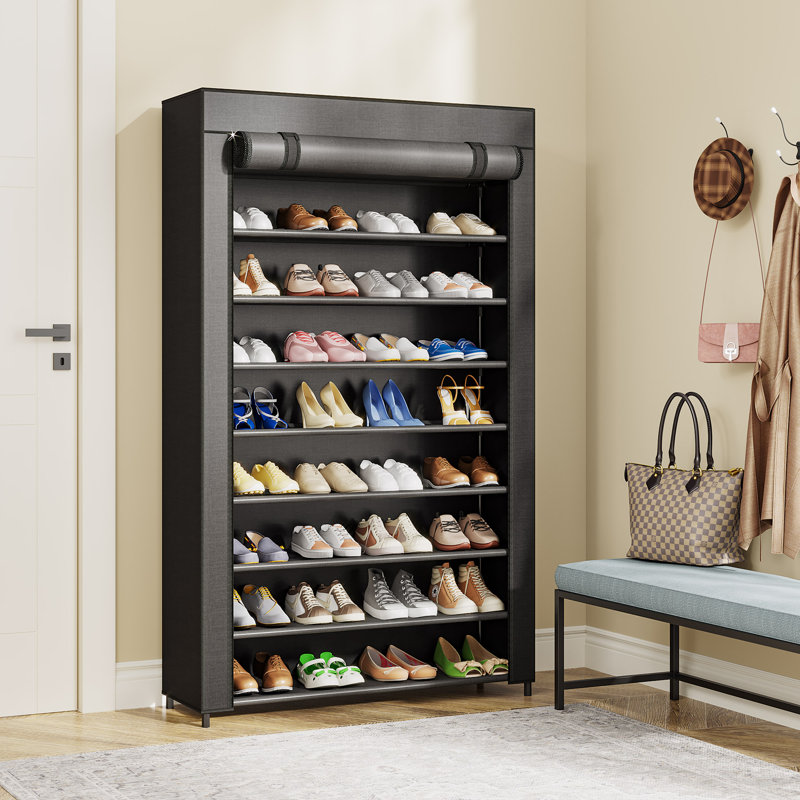 Rebrilliant 10 Tier Shoes Rack Organizer With Cover | Wayfair
