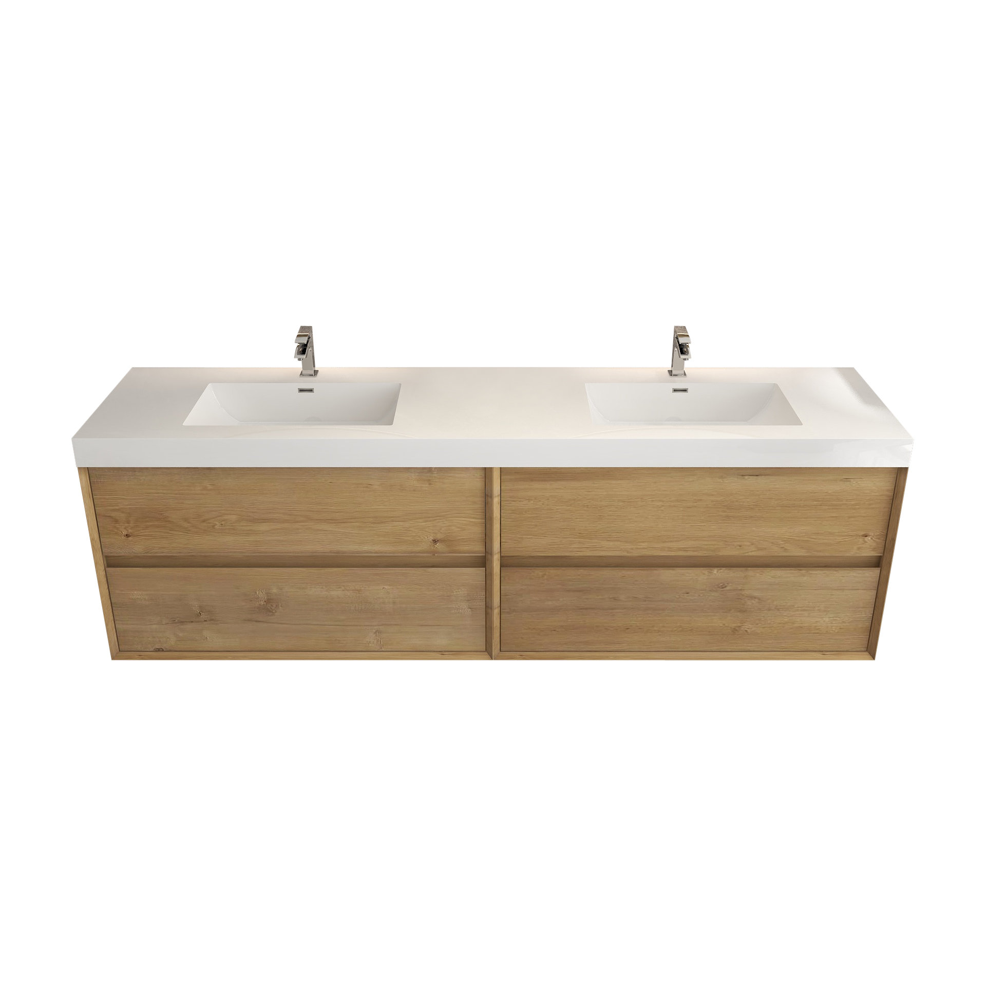 Latitude Run® 83.4'' Wall Mounted Double Bathroom Vanity with Plastic ...