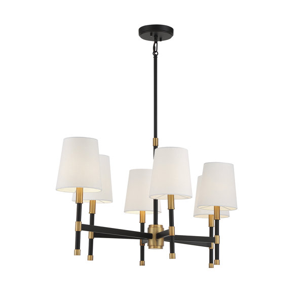 Ebern Designs Timiki 6-Light Linear Chandelier In Matte Black With Warm ...